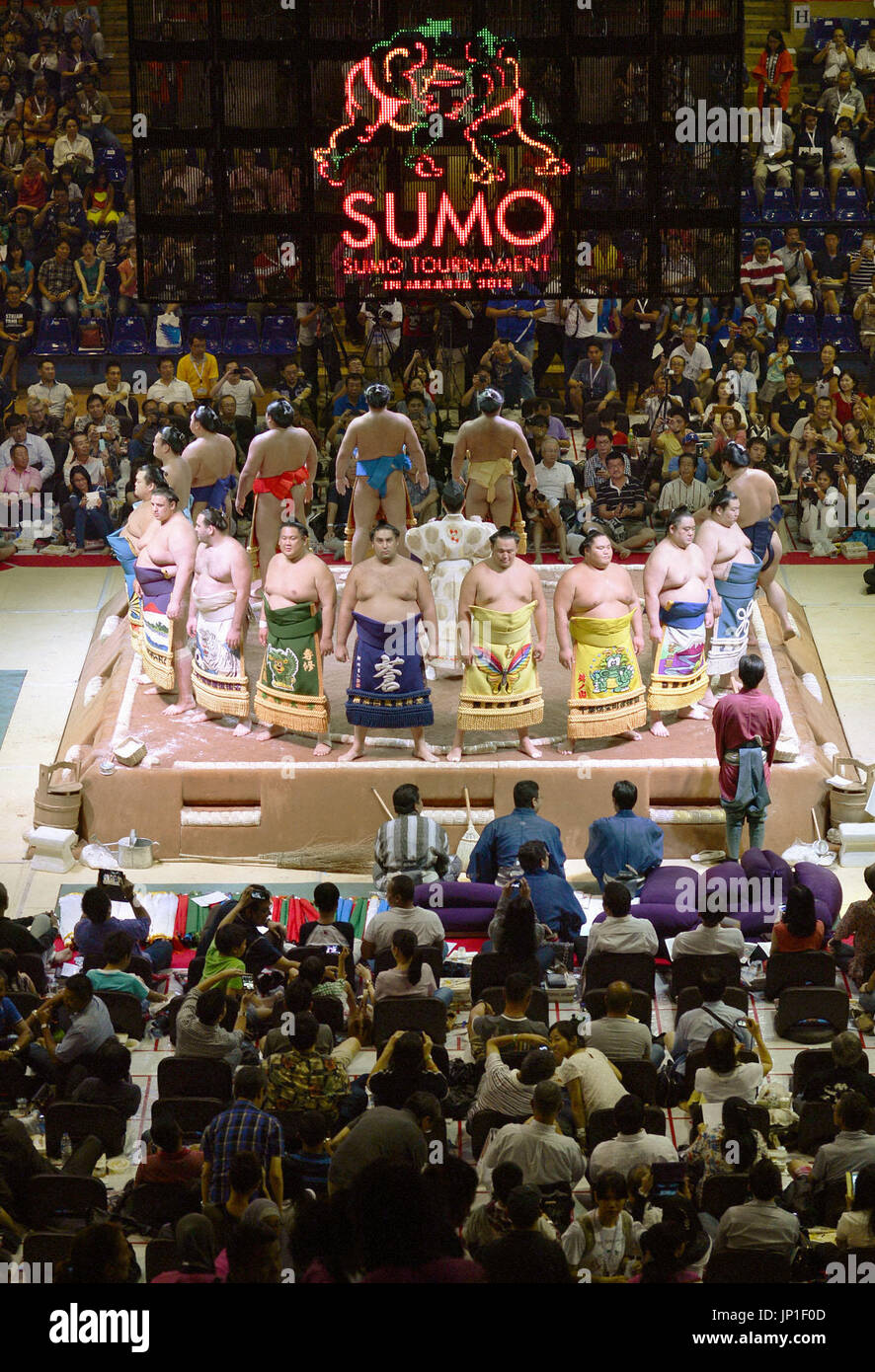 JAKARTA, Indonesia - The Japan Sumo Association holds the final day of ...