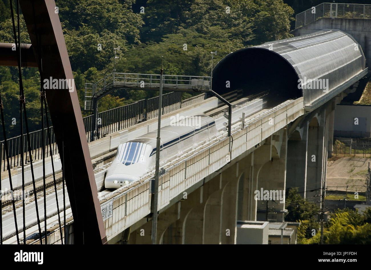 TSURU, Japan - Photo shows an L0 series magnetically levitated train on ...