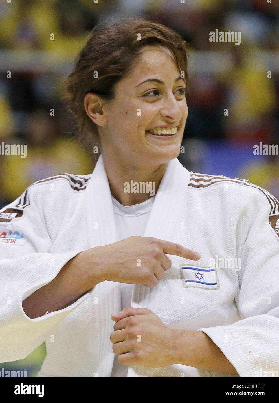 RIO DE JANEIRO, Brazil - Yarden Gerbi of Israel reacts after winning ...