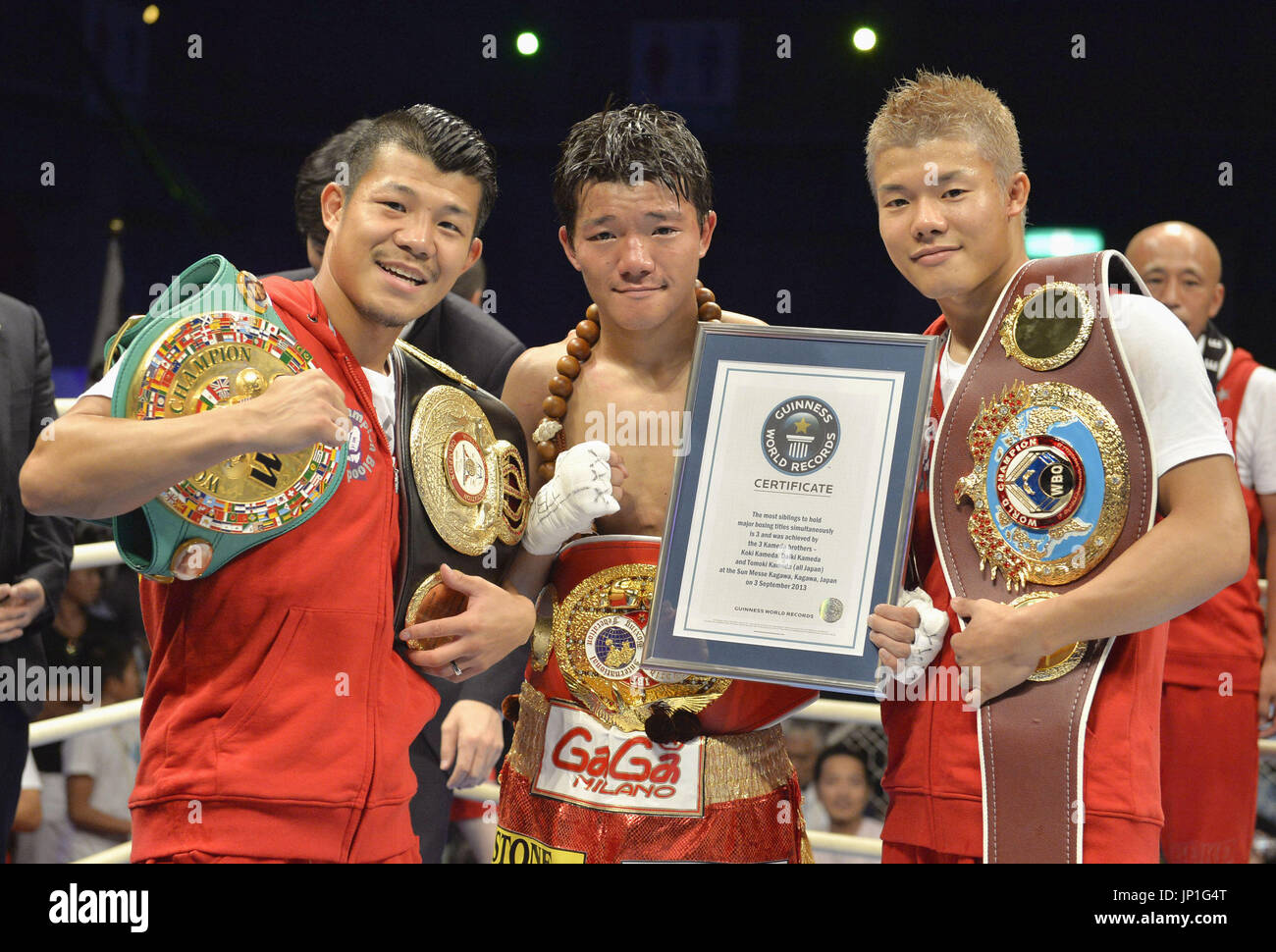 TAKAMATSU, Japan - (From L) Koki Kameda, Daiki Kameda and Tomoki Kameda ...