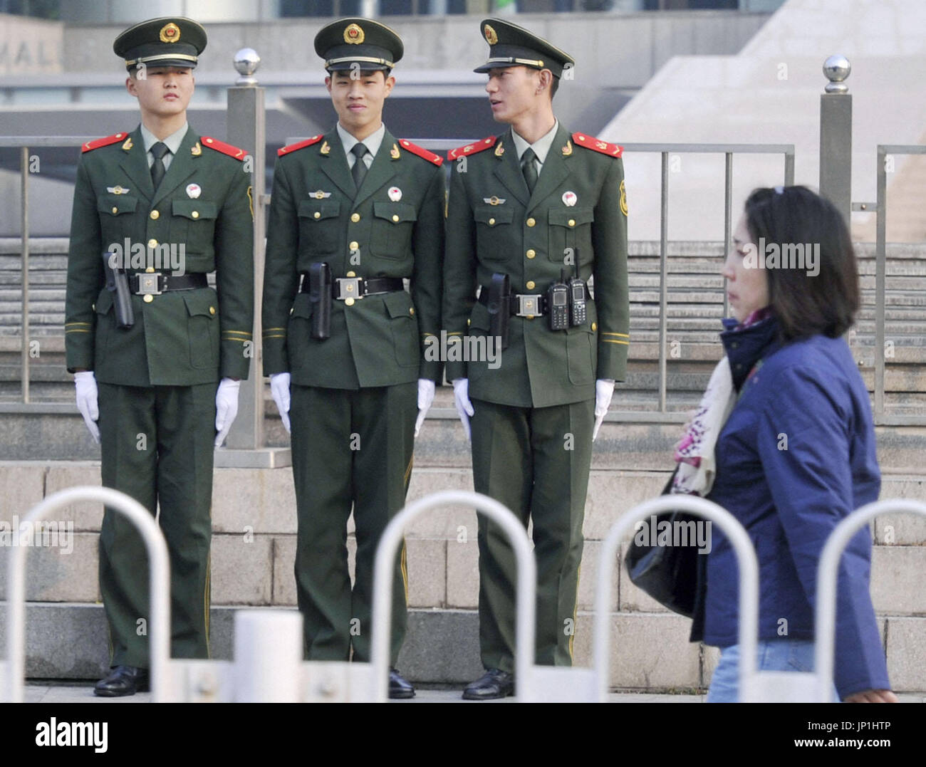 BEIJING, China - Police officers stand guard in an area near Tiananmen ...