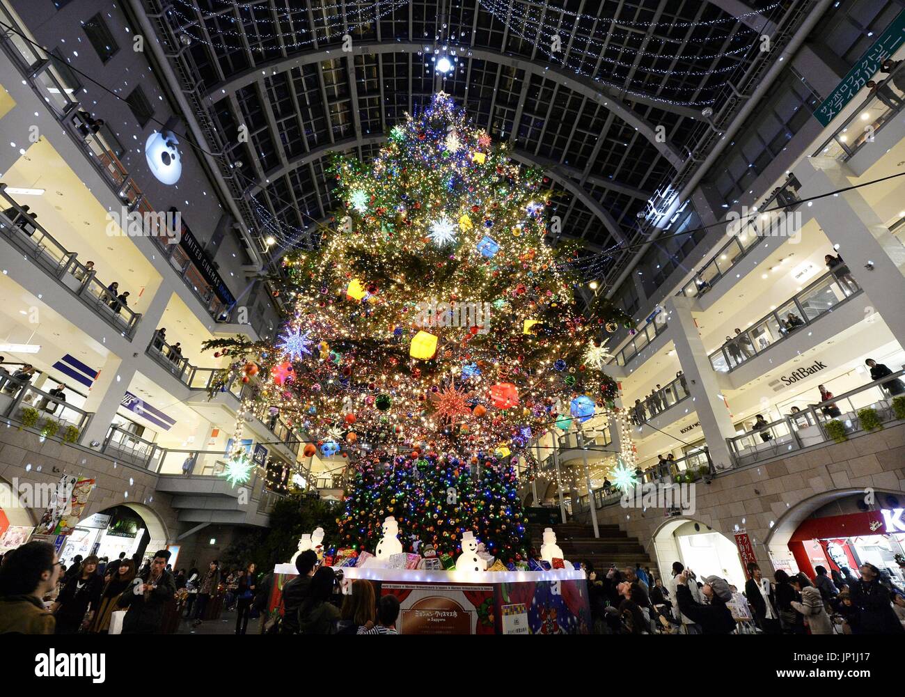 SAPPORO, Japan - A 15-meter-tall Christmas tree is illuminated in ...