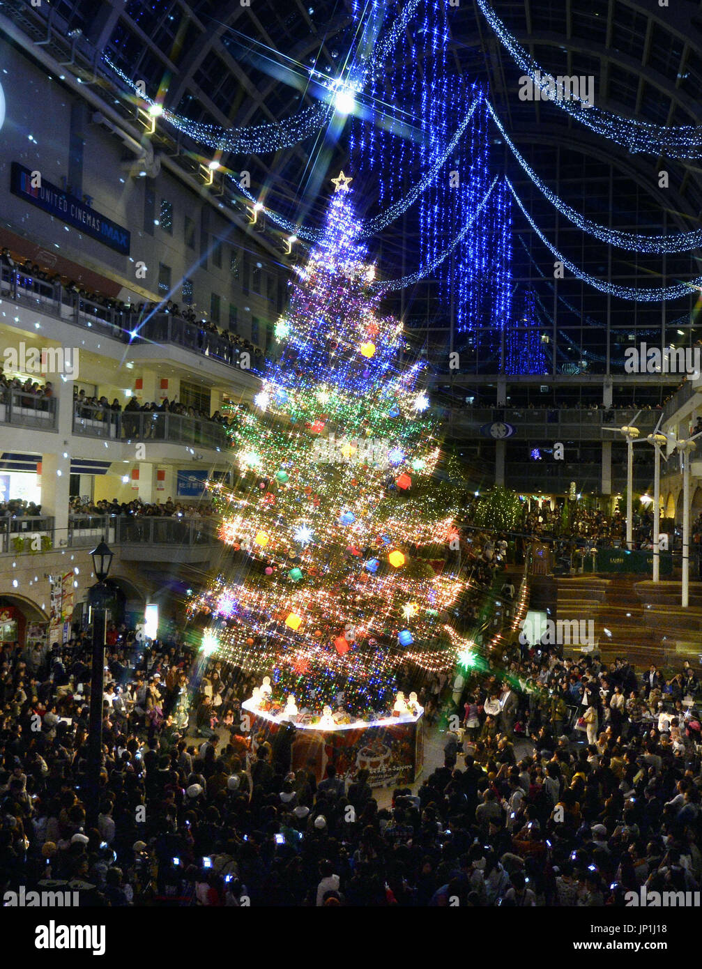 SAPPORO, Japan - A 15-meter-tall Christmas tree is illuminated in ...