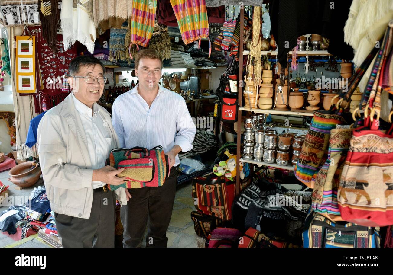 SALTA, Argentina - Akitada Oishi (L), a former mayor of Hita, Oita ...