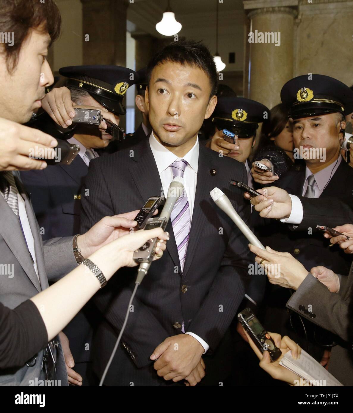 TOKYO, Japan - Taro Yamamoto (C), an independent upper house member, is ...
