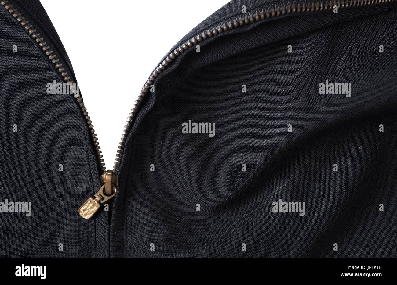 open zipper black Jacket isolated on white background, open one's heart ...