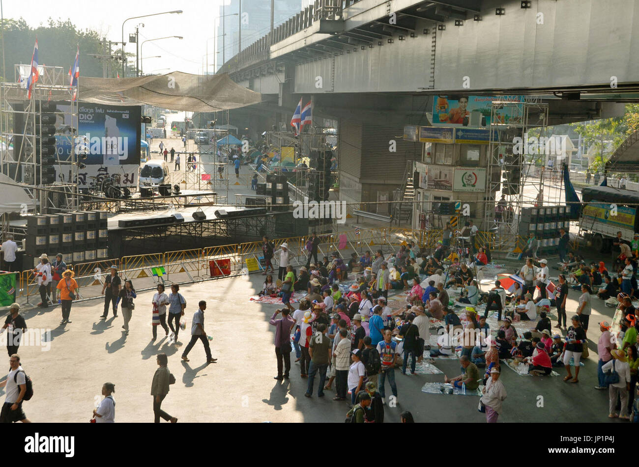 BANGKOK, Thailand - Photo shows a base of antigovernment demonstrators ...