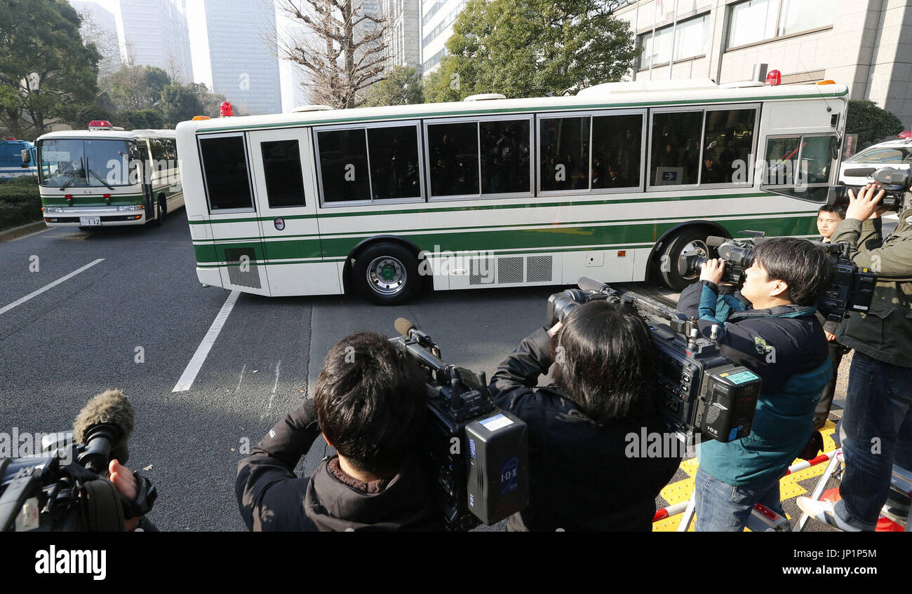 TOKYO, Japan - Photo shows two buses, each believed to be carrying a ...