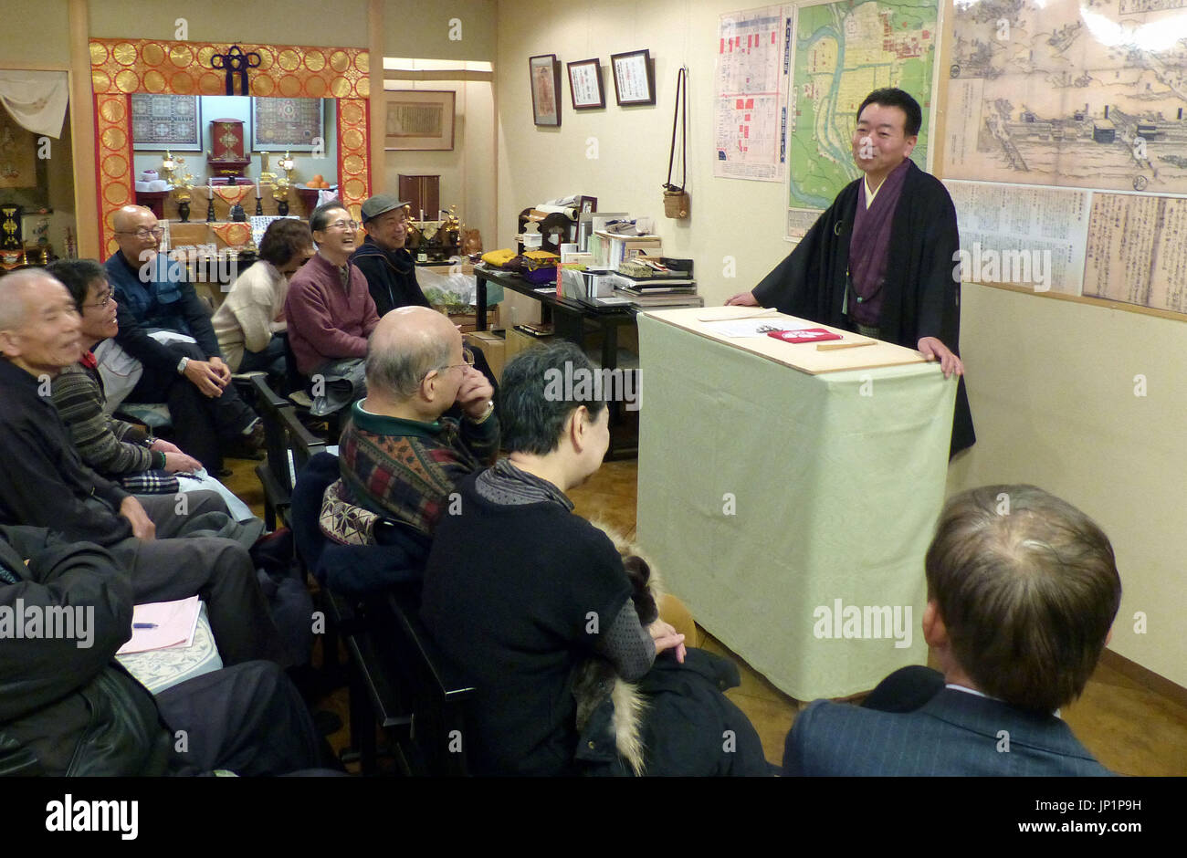 OSAKA, Japan - Professional storyteller Kyokudo Nankai talks about a ...