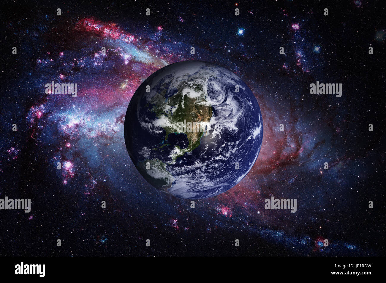 Earth and galaxy on background. Elements of this image furnished by ...