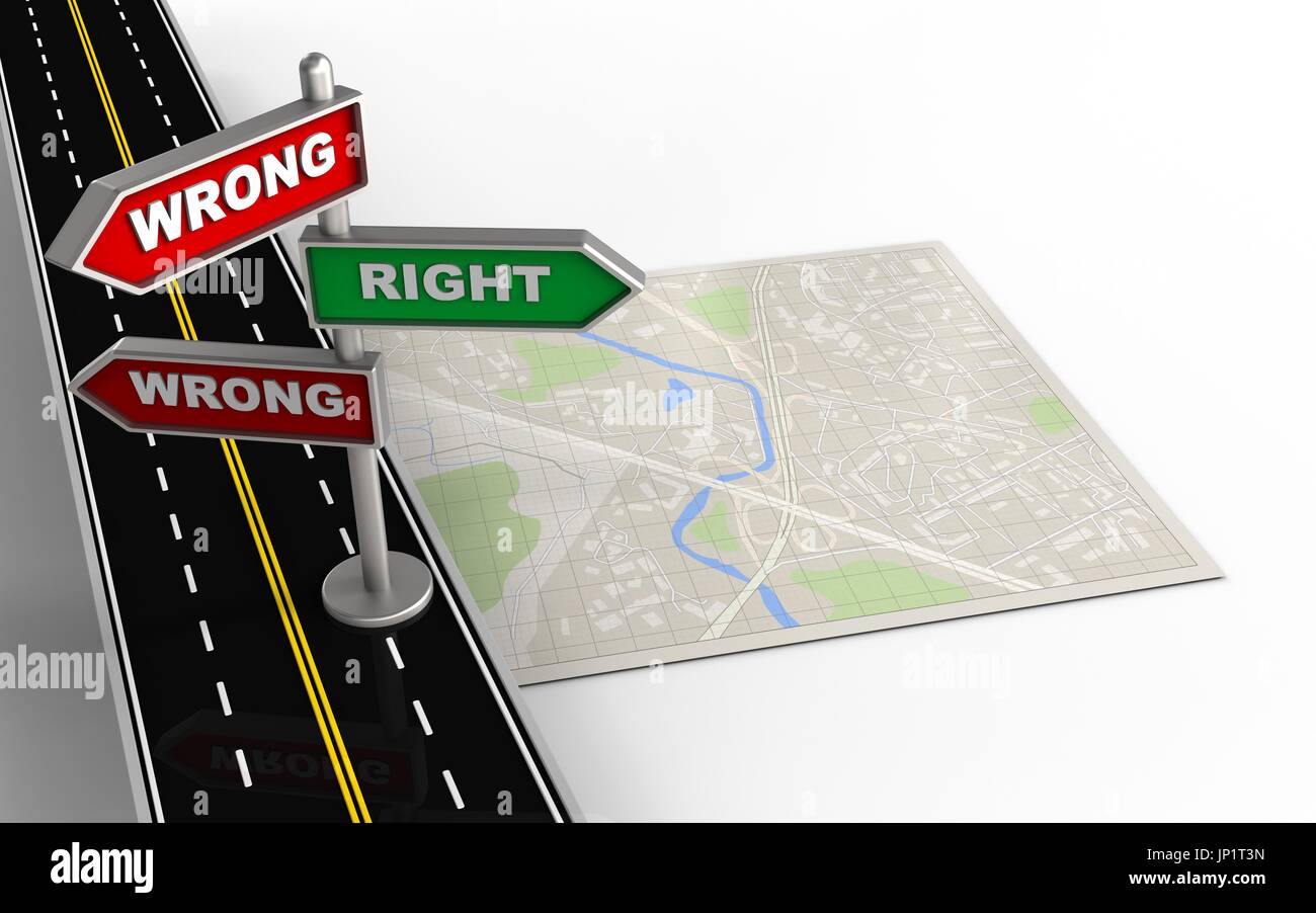 3d illustration of bright map with direction index and Stock Photo - Alamy