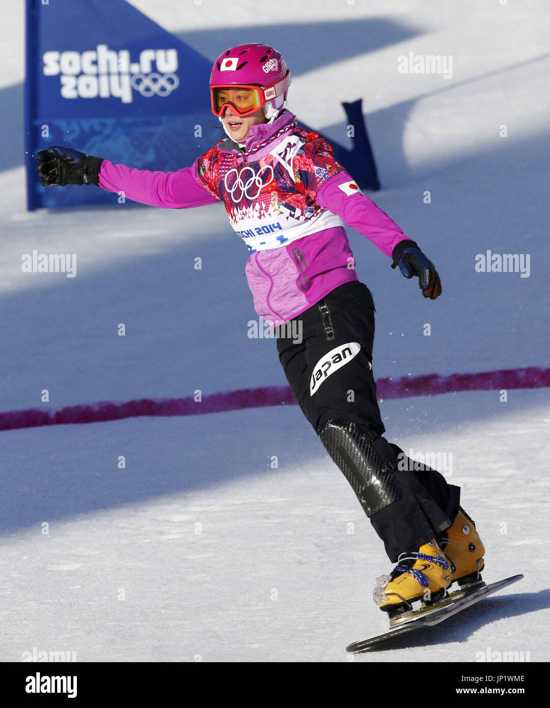 SOCHI, Russia - Tomoka Takeuchi of Japan crosses the finish line in her ...