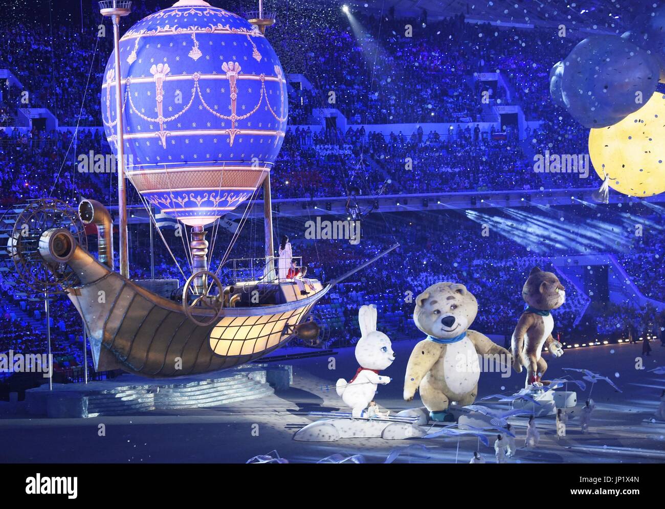 SOCHI, Russia - Gigantic official mascots of the Sochi Olympics perform ...