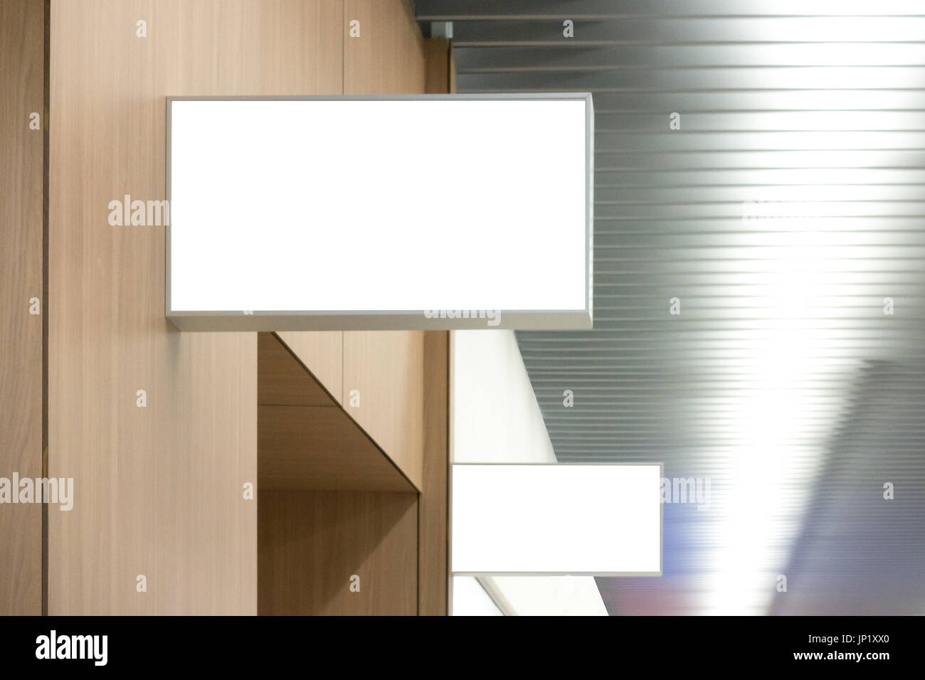 Mock up. Two signboards of store, shop in shopping center. Rectangular ...