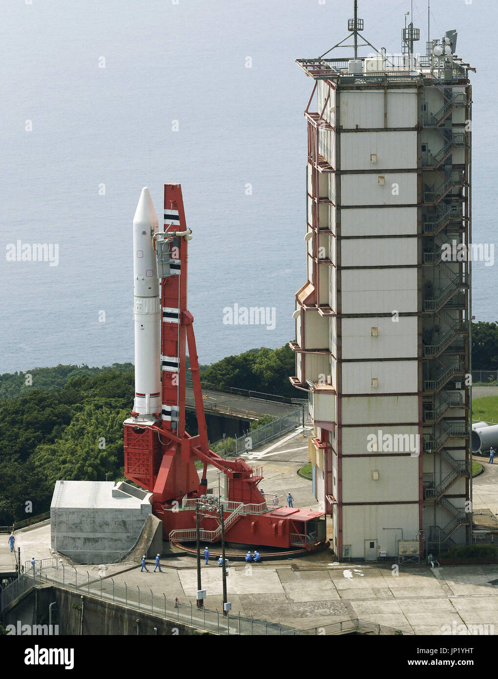 KIMOTSUKI, Japan - Japan's new Epsilon solid-fuel rocket is moved from ...