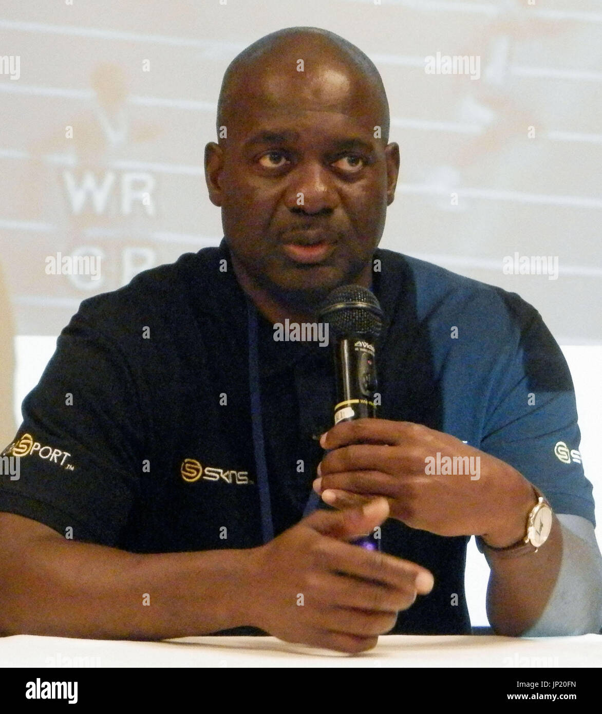 TOKYO, Japan - Canadian former sprinter Ben Johnson delivers a speech ...