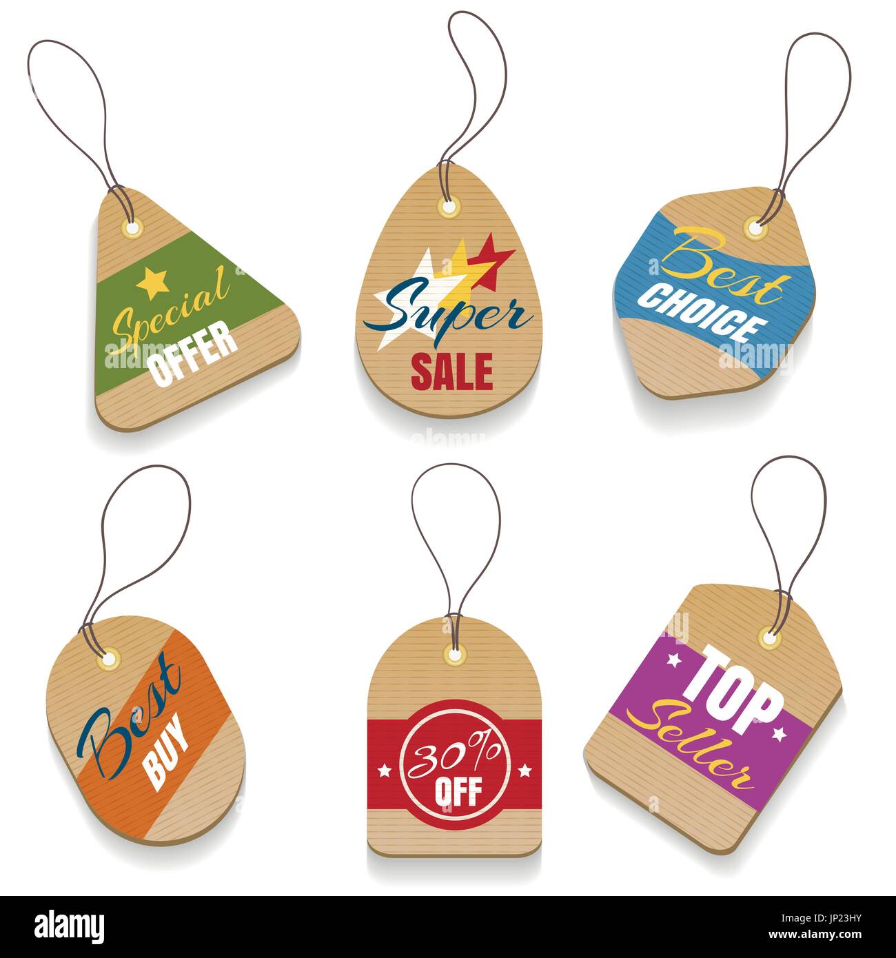Vector cardboard sale labels or vintage price tags. Paper retro sale ...