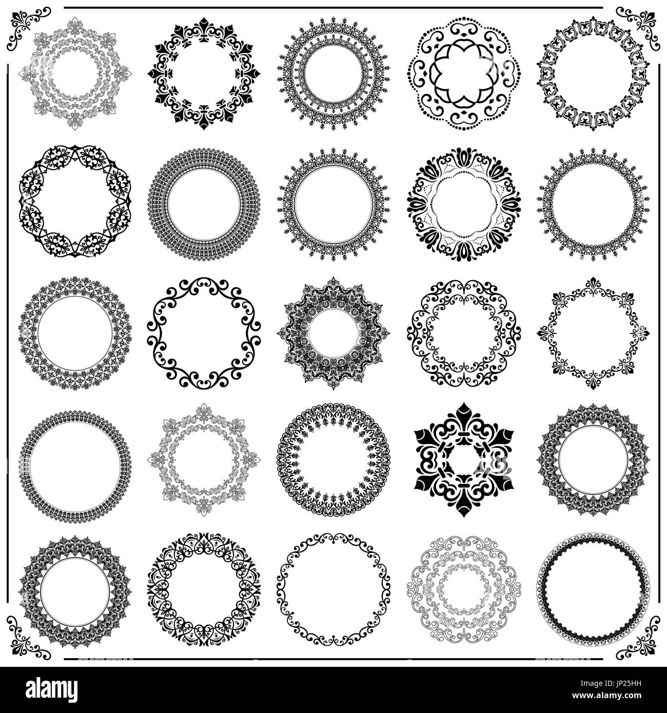 Vintage Set of Vector Round Elements Stock Vector Image & Art - Alamy