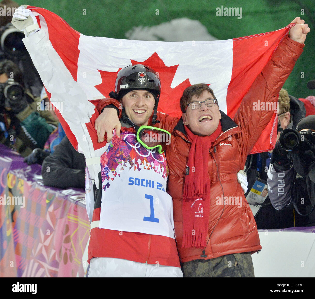 SOCHI, Russia - Canada's Alex Bilodeau (L) celebrates with his brother ...