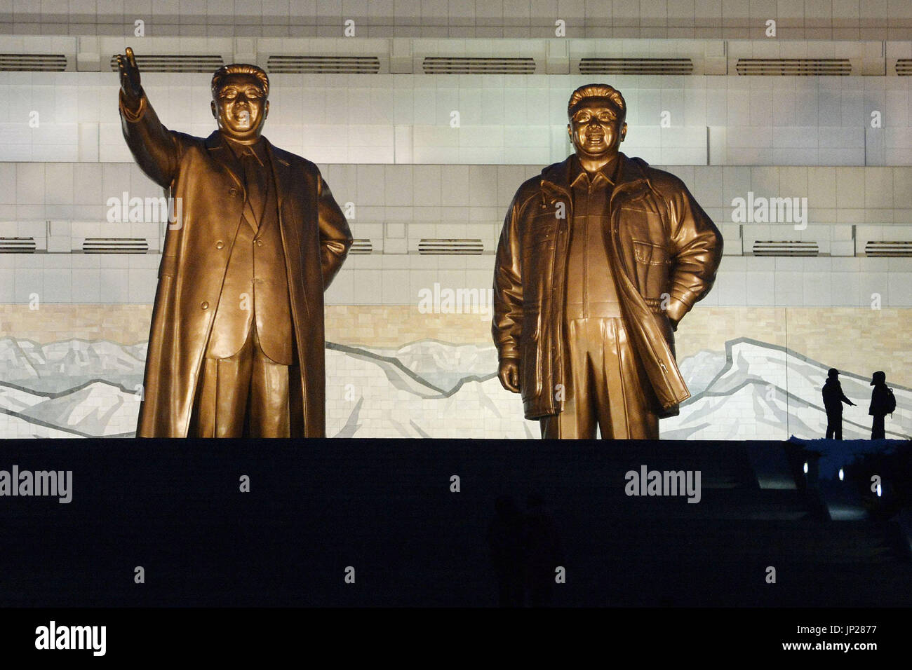 PYONGYANG, North Korea - Photo shows the statues of North Korean ...