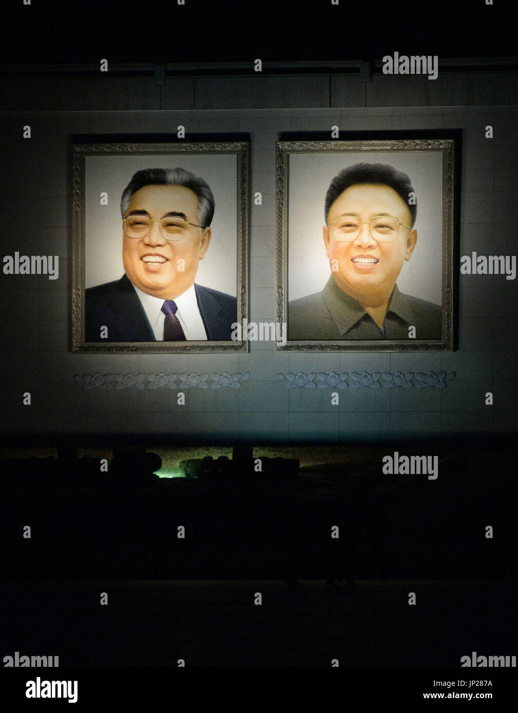 PYONGYANG, North Korea - Photo shows the portraits of North Korean ...