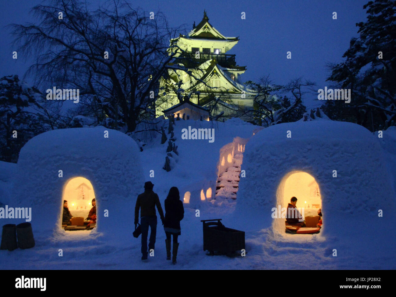 YOKOTE, Japan - Photo shows igloo-like snow huts during the Kamakura ...