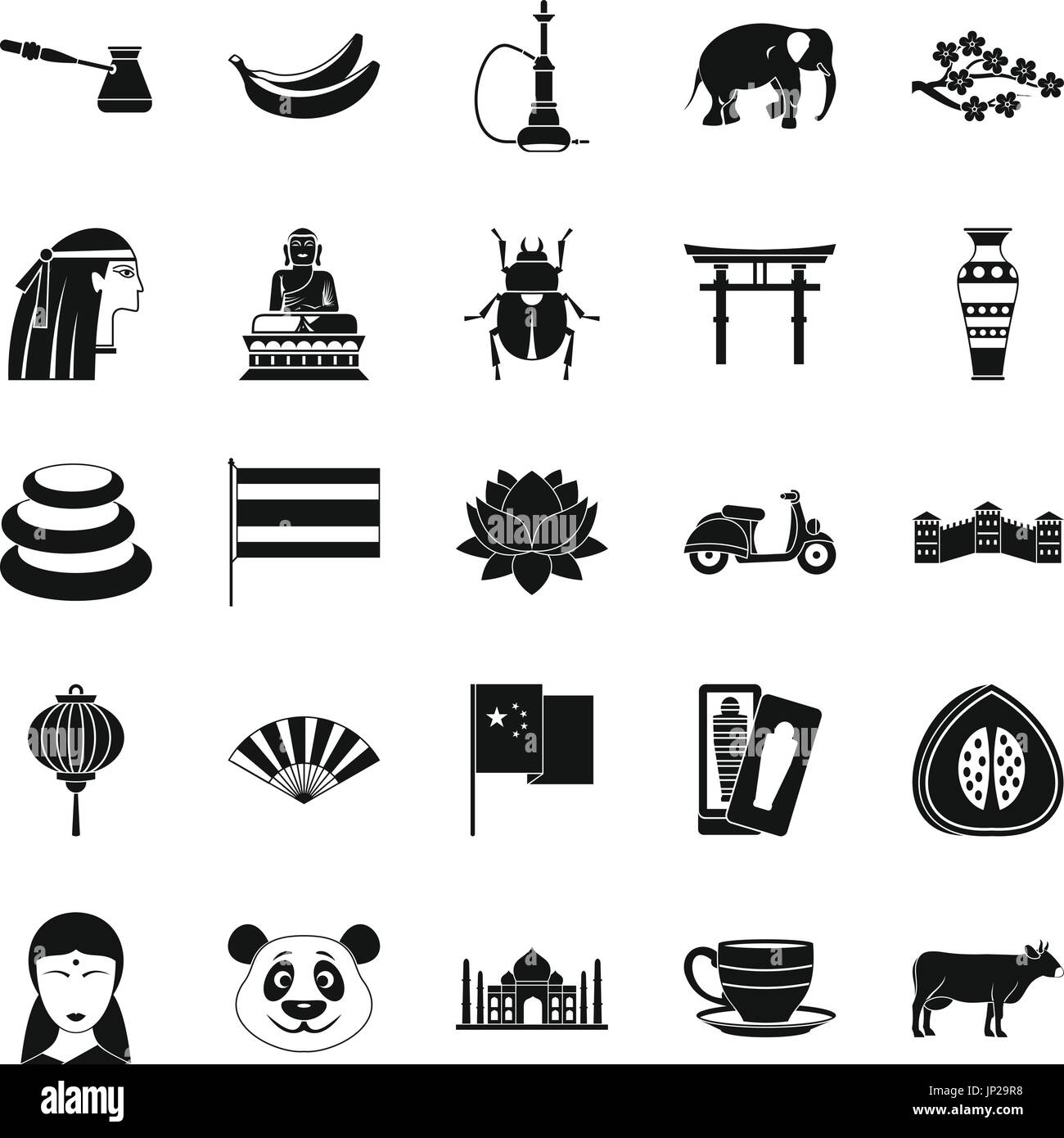 Mysteries of Asia icons set, simple style Stock Vector Image & Art - Alamy