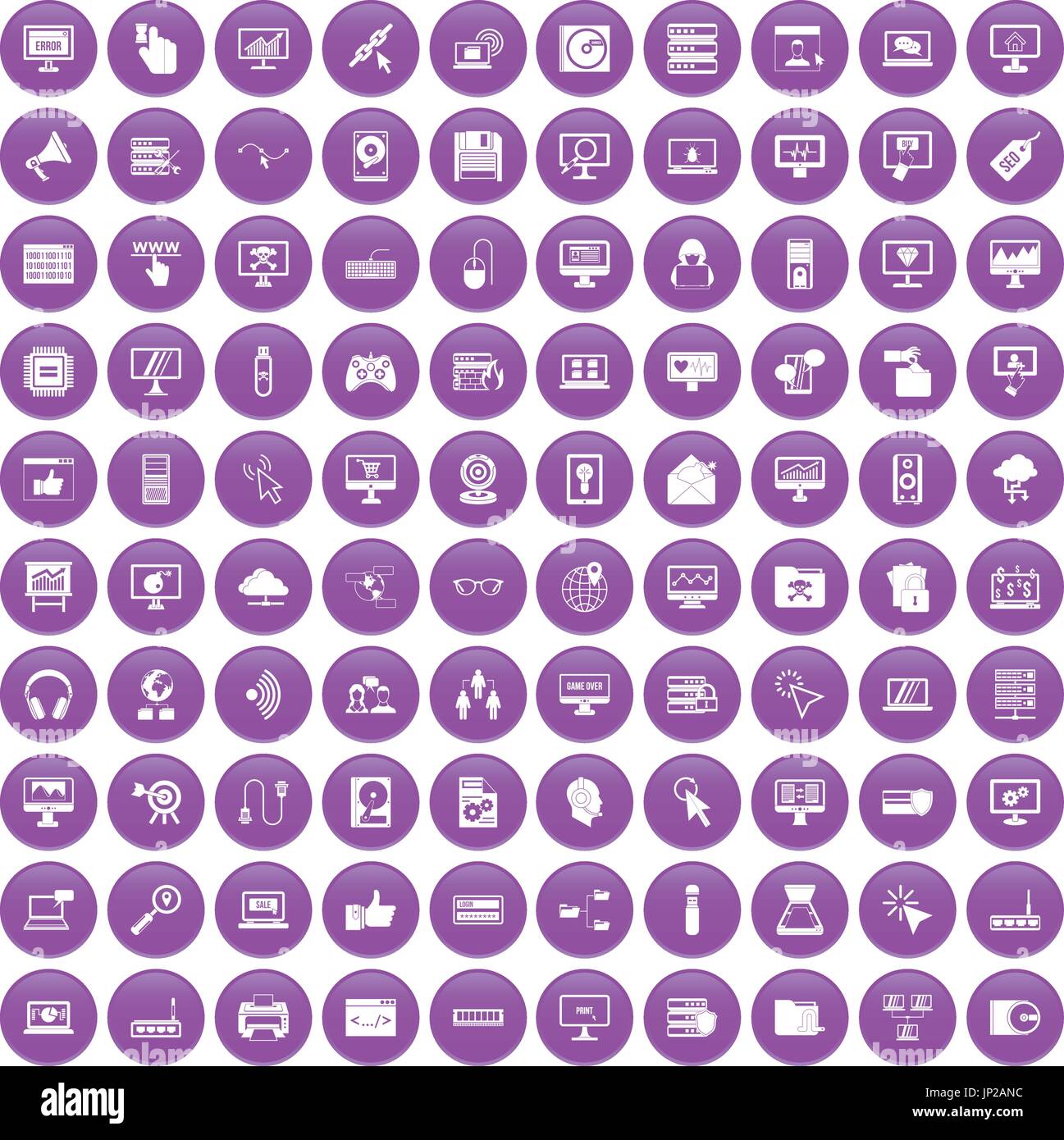 100 computer icons set purple Stock Vector Image & Art - Alamy