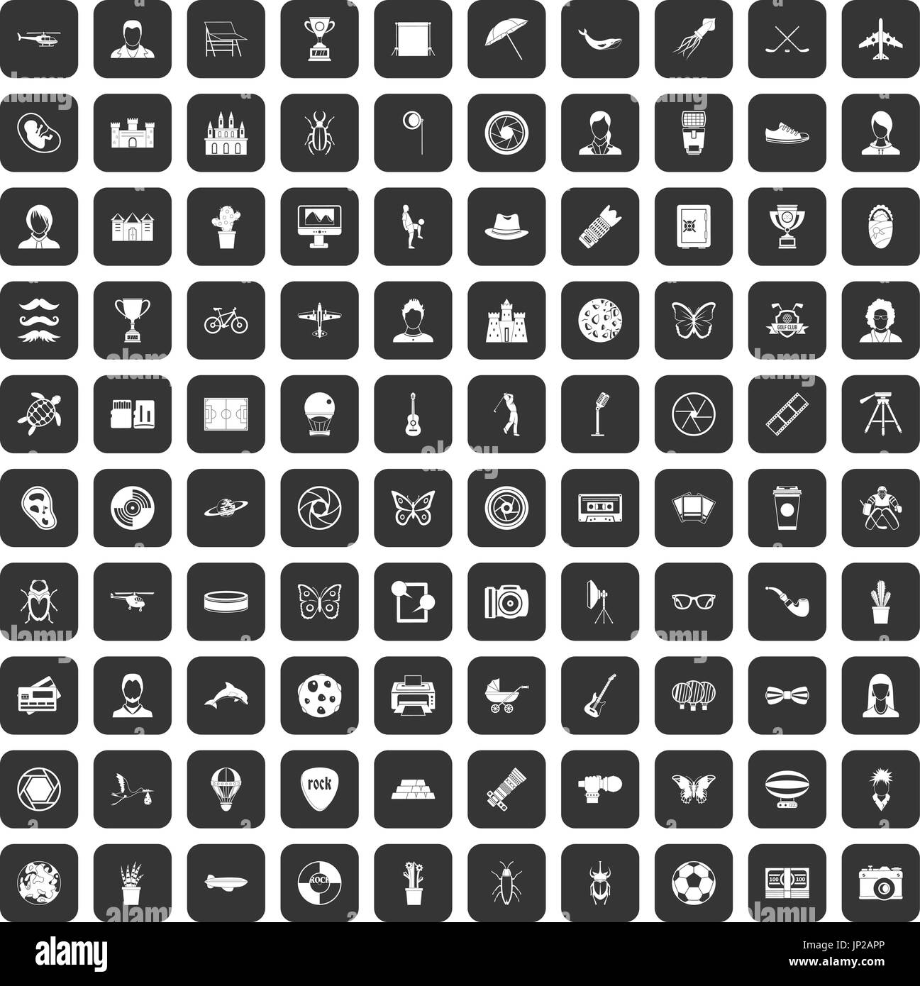 100 photo icons set black Stock Vector Image & Art - Alamy