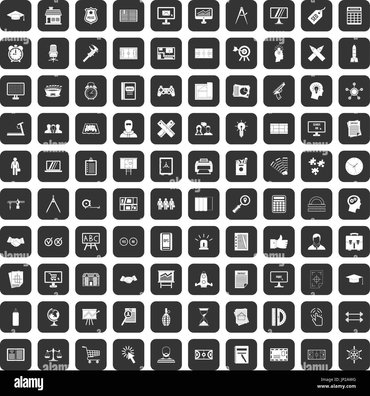 100 plan icons set black Stock Vector Image & Art - Alamy