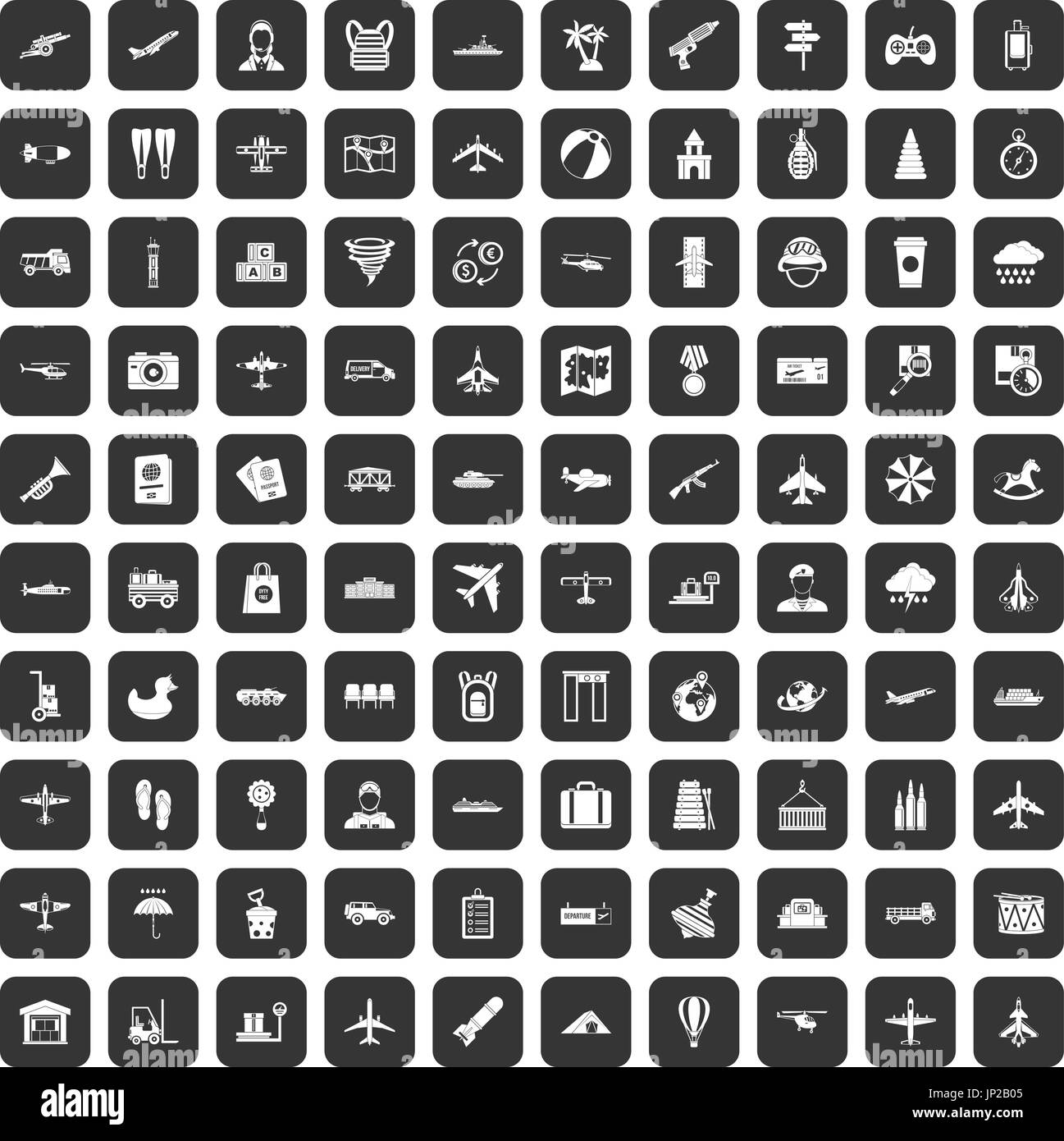 100 plane icons set black Stock Vector Image & Art - Alamy