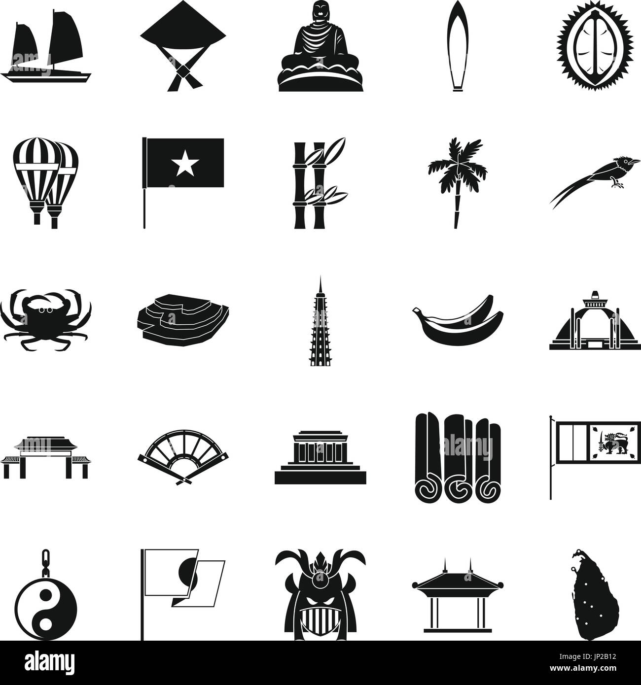 Asian countries icons set, simple style Stock Vector Image & Art - Alamy