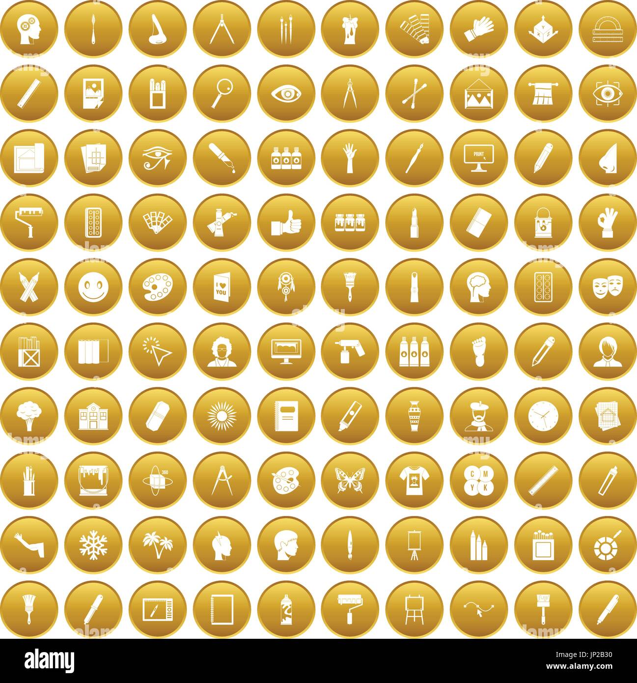 100 paint icons set gold Stock Vector Image & Art - Alamy