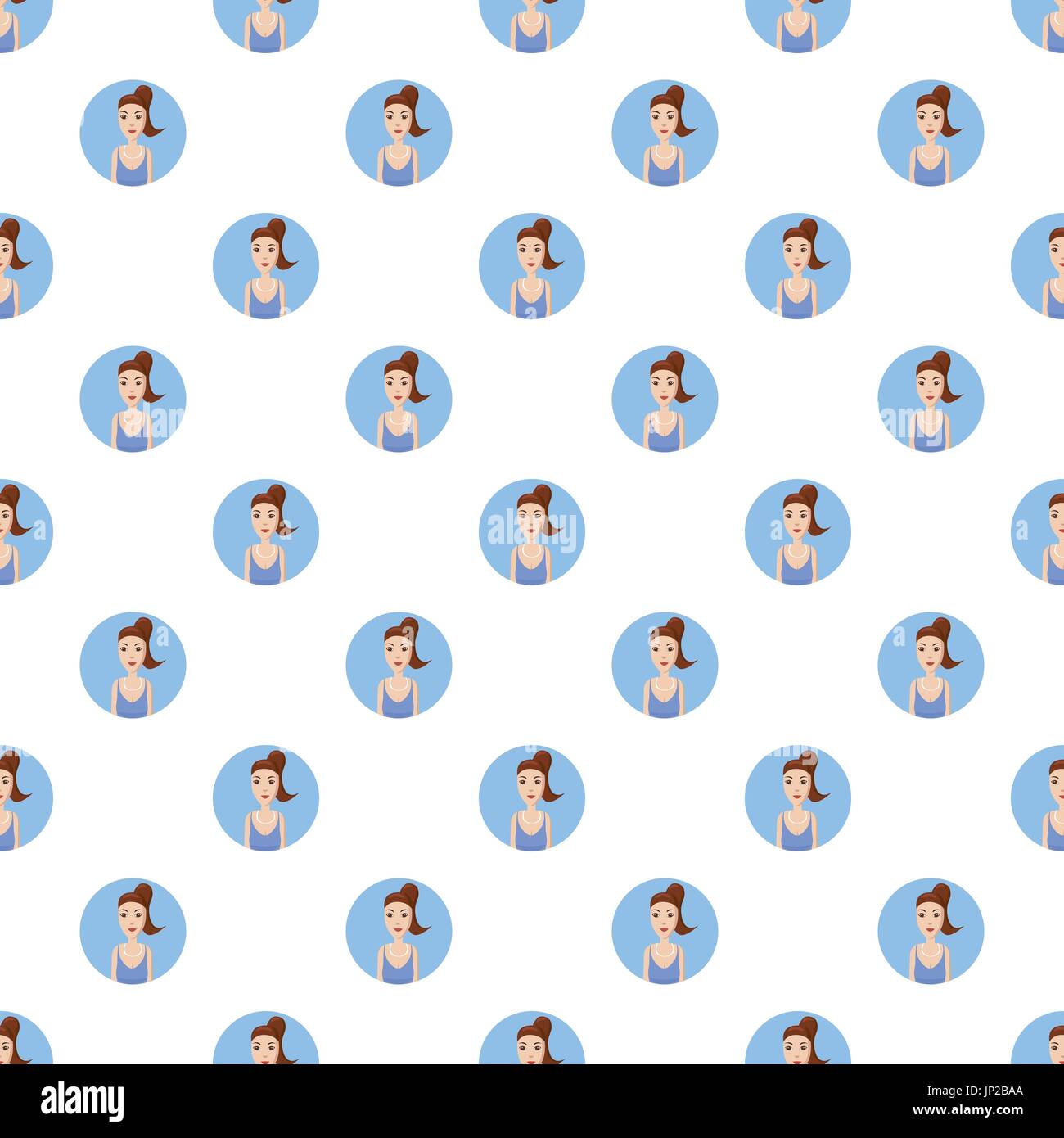 Girl avatar pattern seamless repeat in cartoon style vector ...