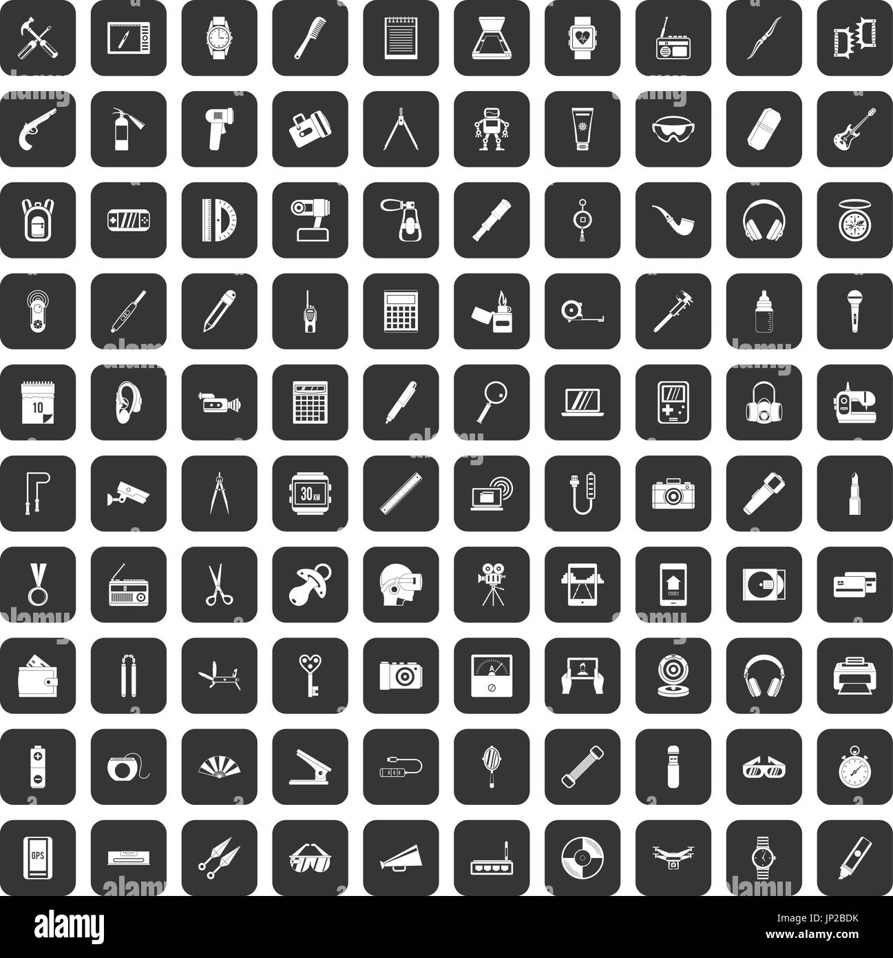 100 portable icons set black Stock Vector Image & Art - Alamy