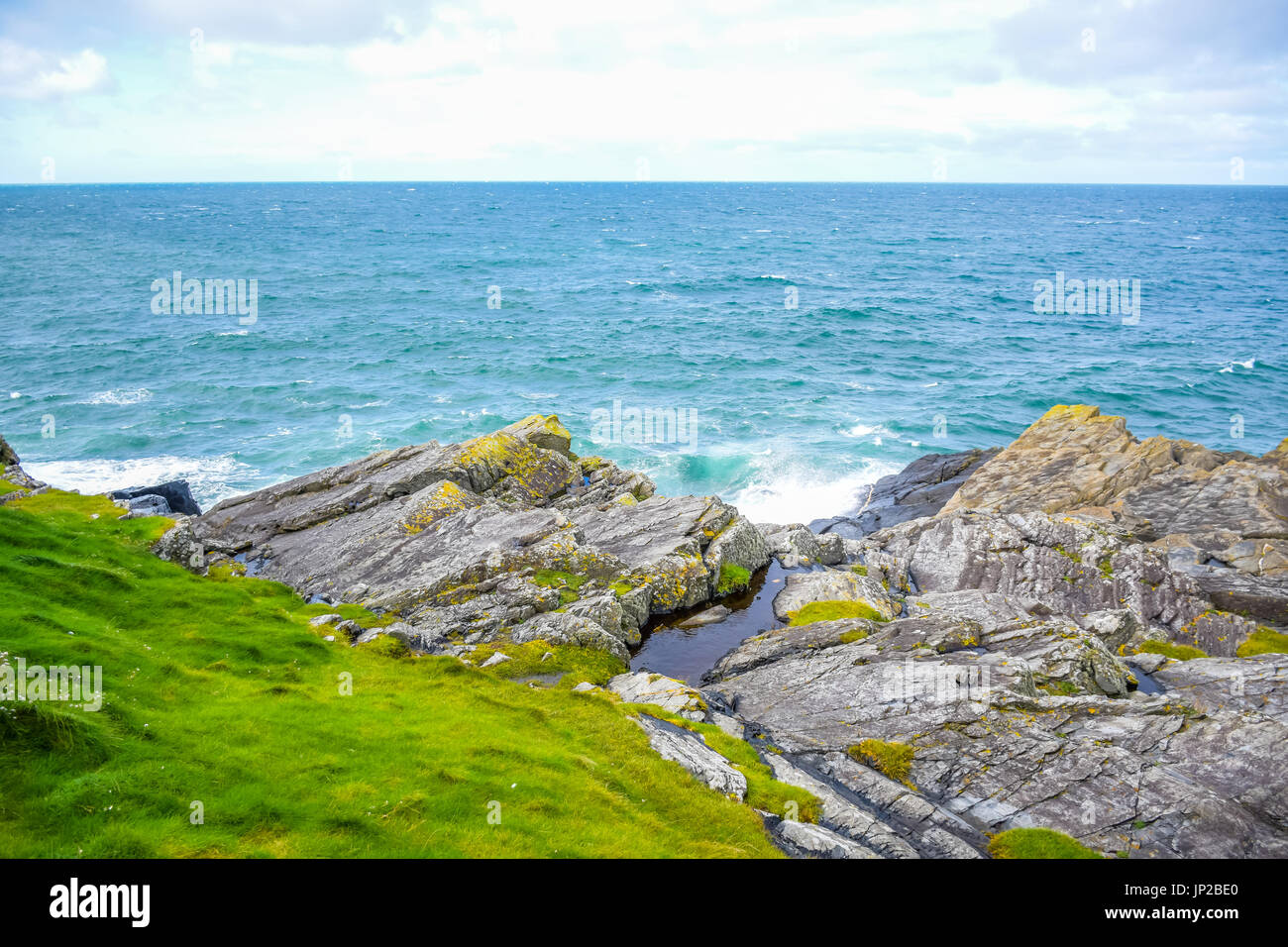 Landscape view of Peel hill rocky seashore, Isle of Man Stock Photo - Alamy