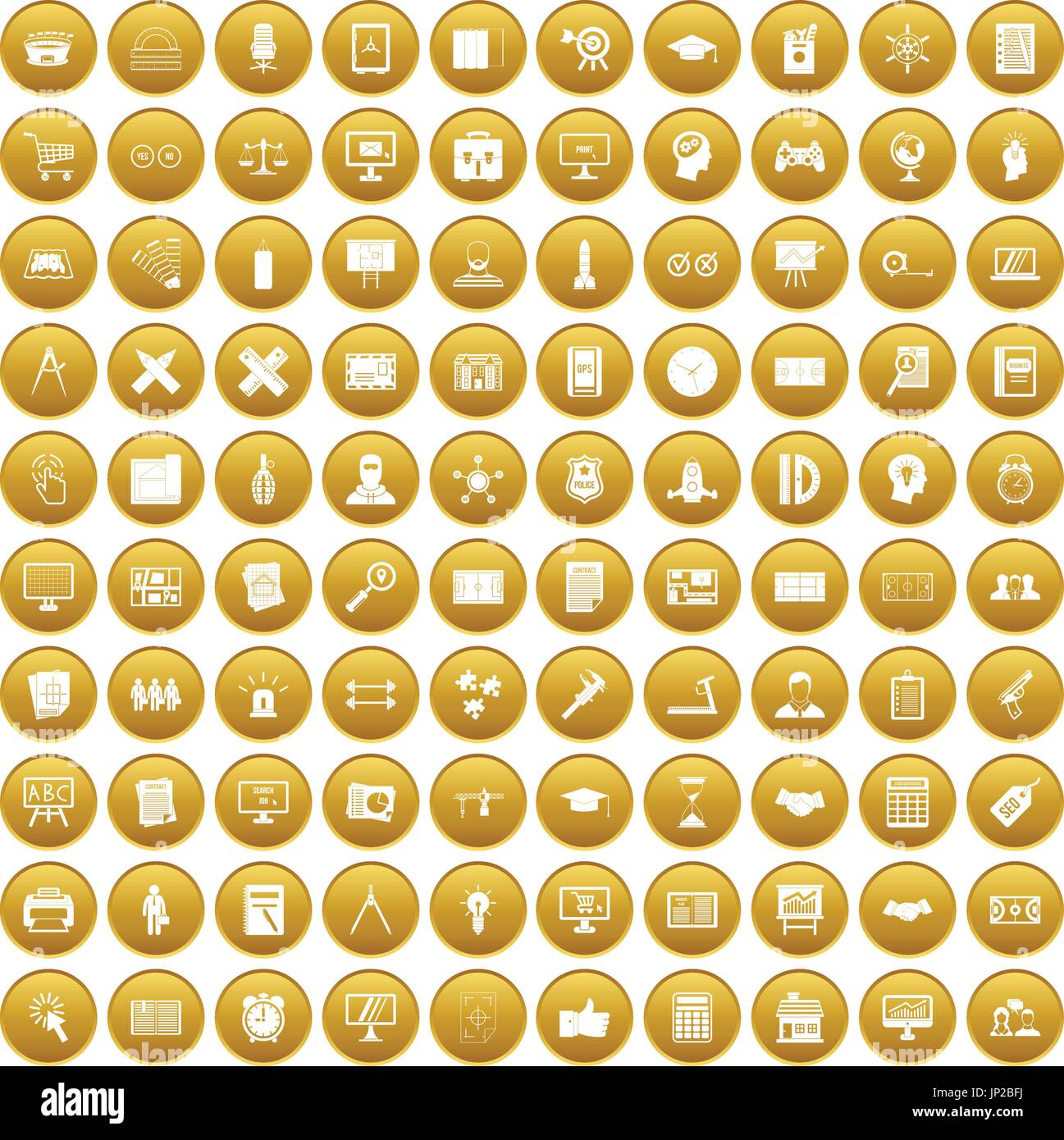 100 plan icons set gold Stock Vector Image & Art - Alamy