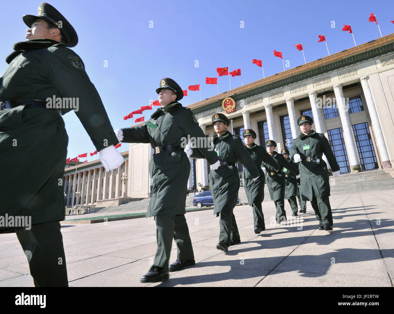 BEIJING, China - Chinese police officers patrol outside the Great Hall ...