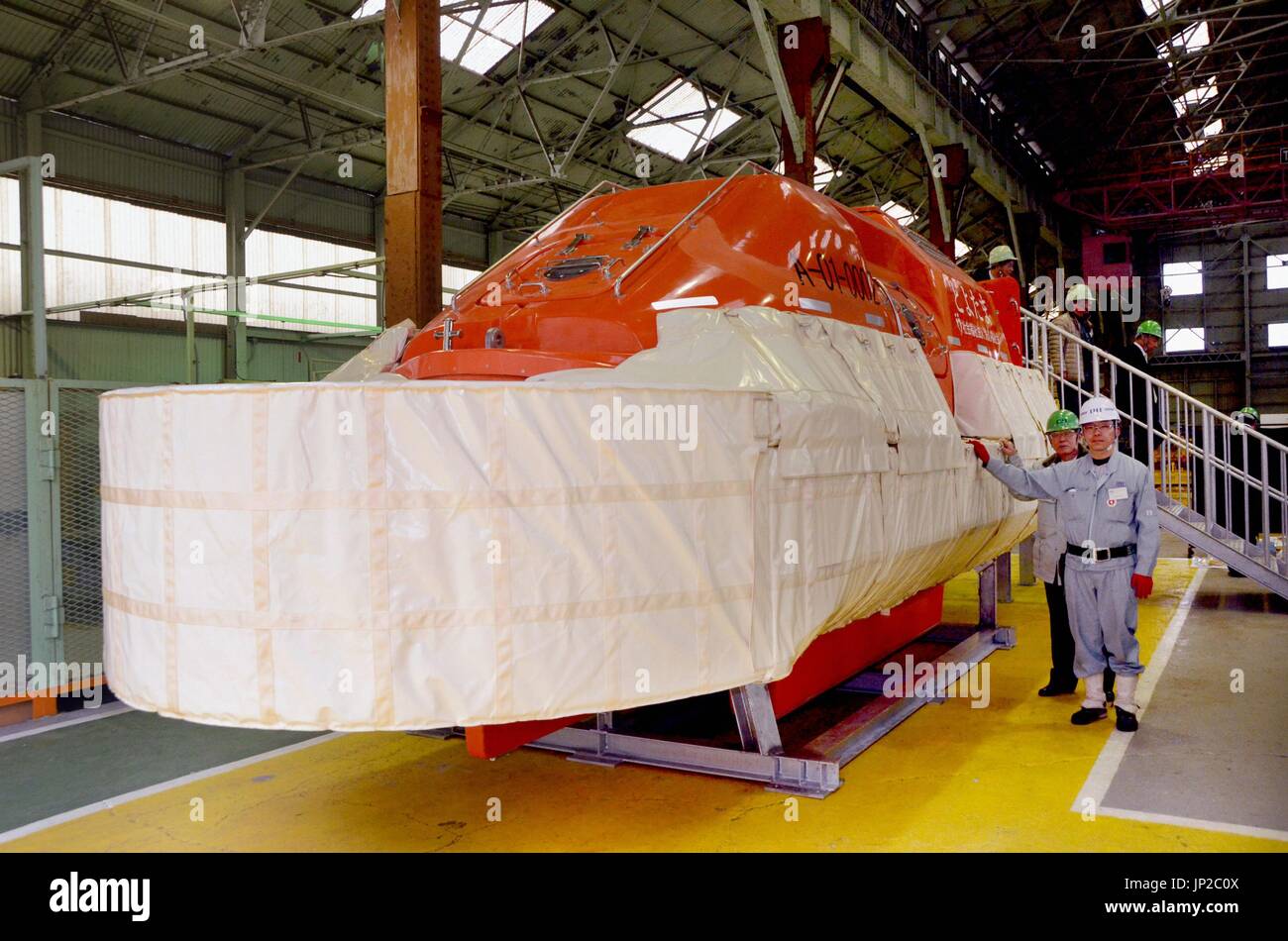 OSAKA, Japan - IHI Corp. unveils a lifeboat that it says can save ...
