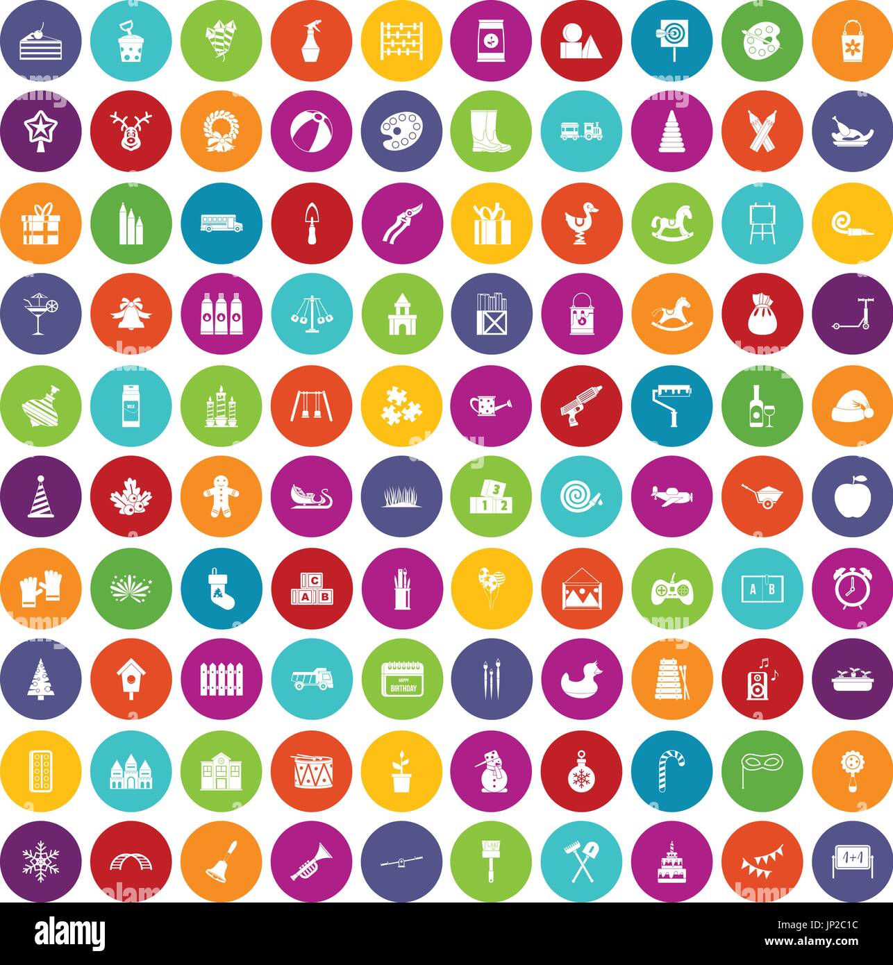 100 preschool education icons set color Stock Vector Image & Art - Alamy