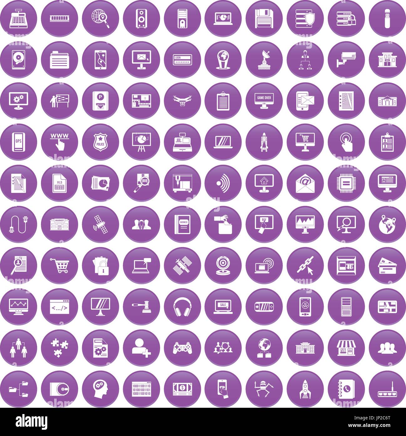 100 database icons set purple Stock Vector Image & Art - Alamy