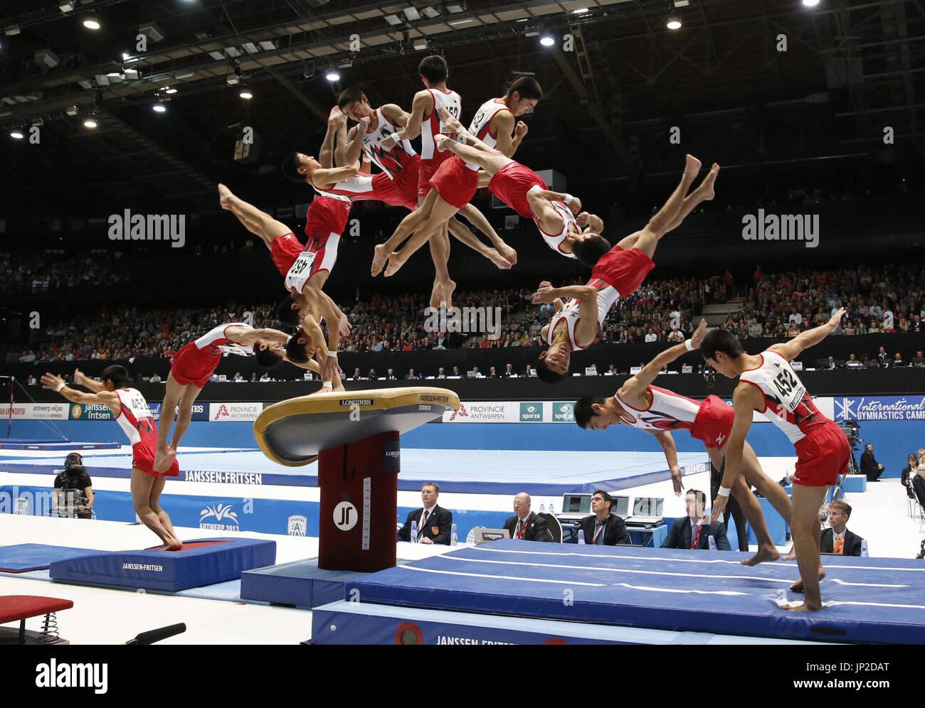 ANTWERP, Belgium - Composite photo shows Kenzo Shirai performing a ...