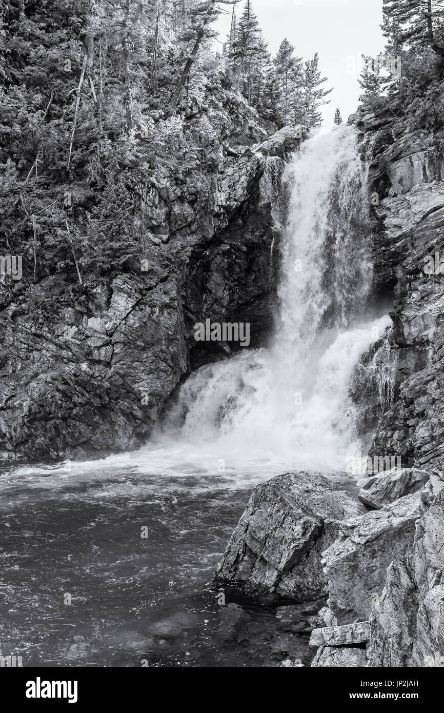 Running Eagle Falls, or Trick Falls, falls in two sections, with some ...