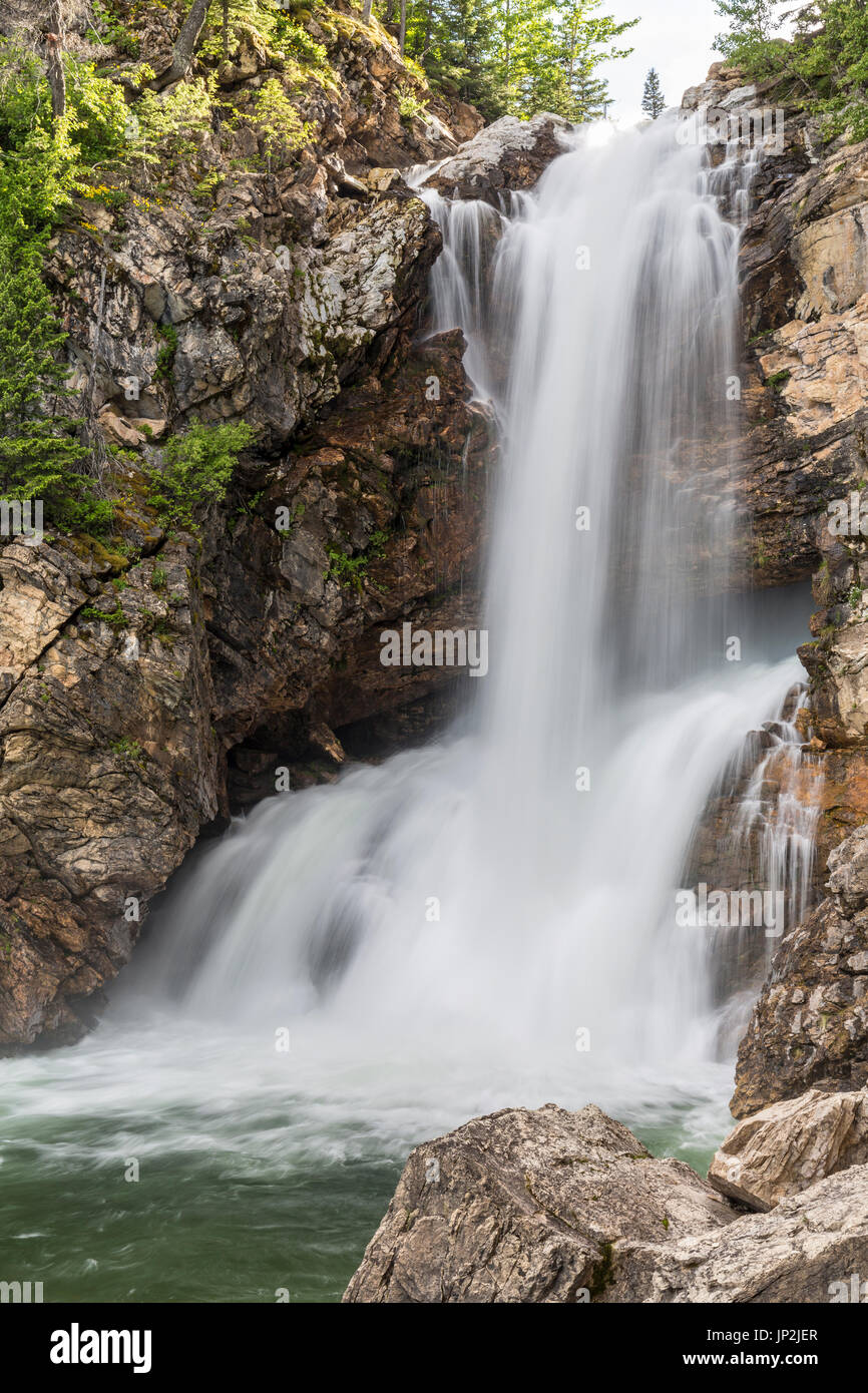 Running Eagle Falls, or Trick Falls, falls in two sections, with some ...