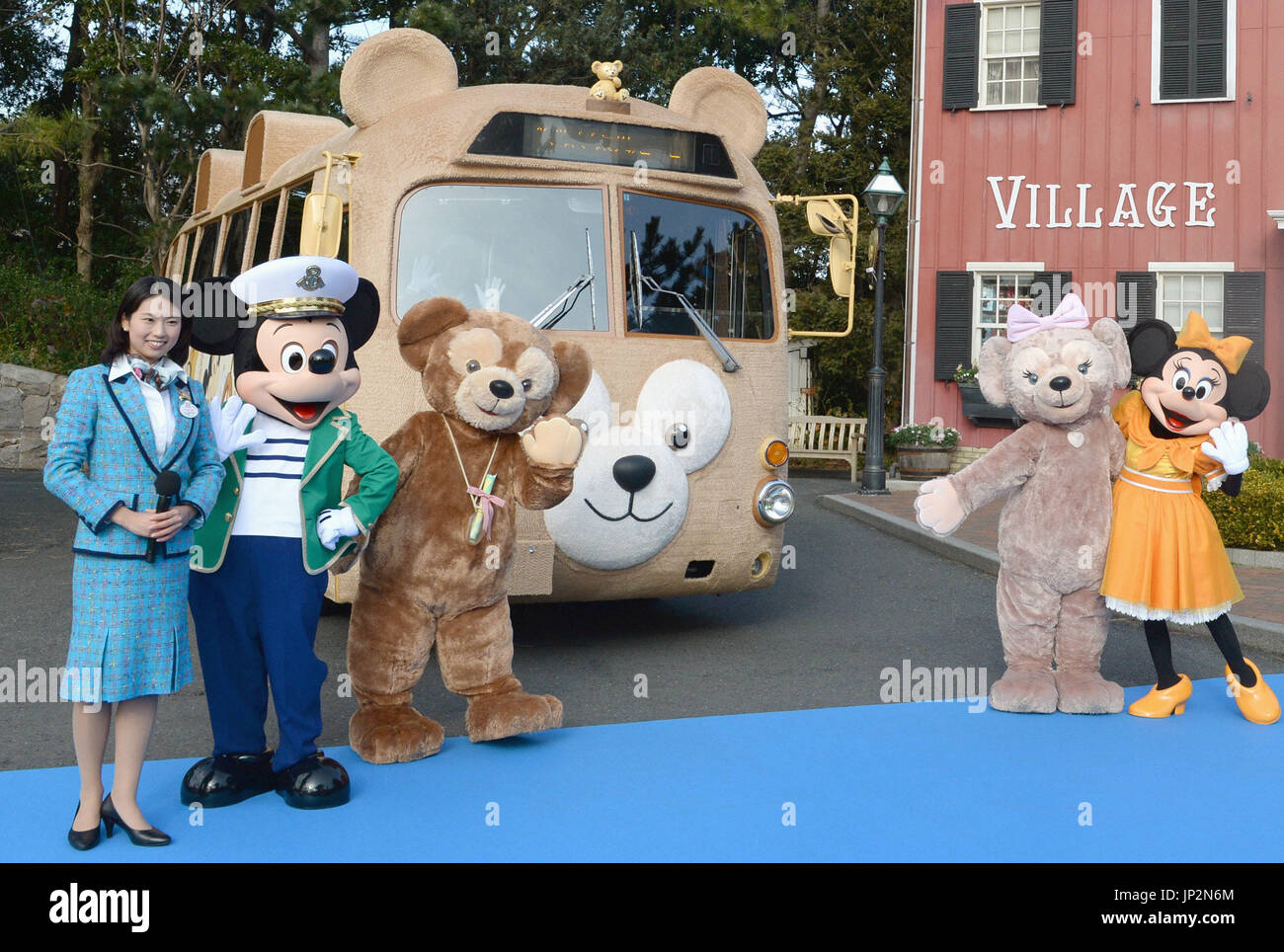 URAYASU, Japan - Disney characters stand in front of the Duffy bus at ...