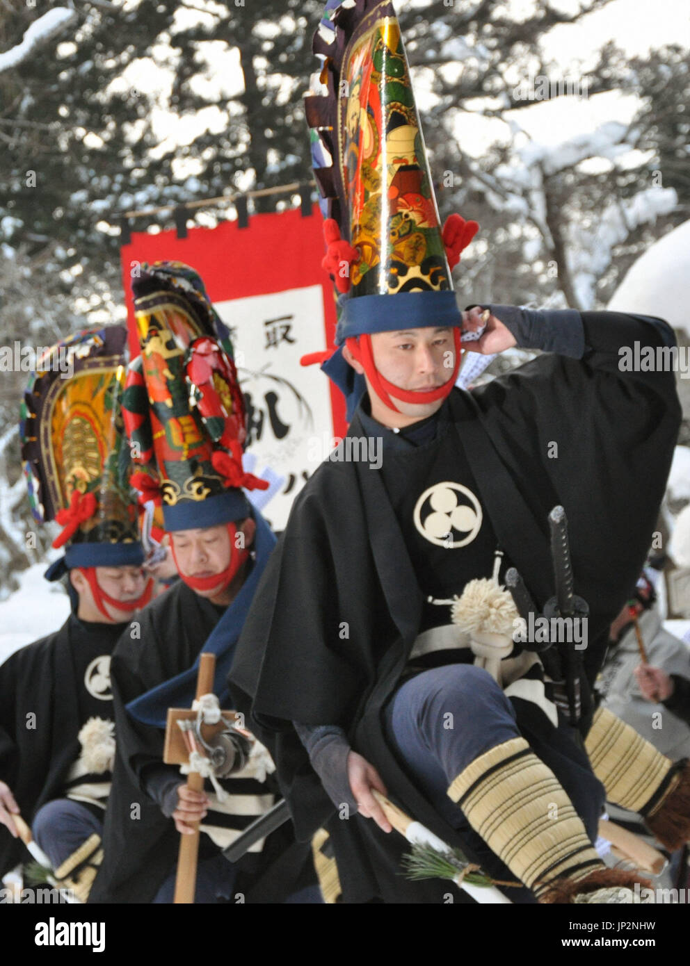 AOMORI, Japan - People perform a gallant "Hachinohe Enburi" dance in a ...