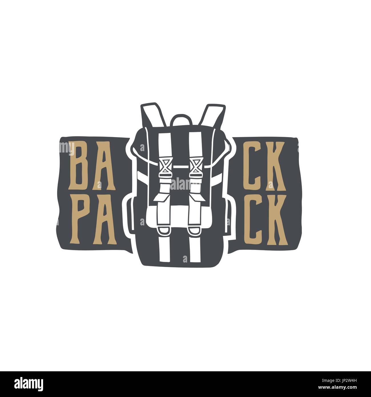 Vintage hand drawn backpack badge and emblem. Hiking label. Outdoor ...