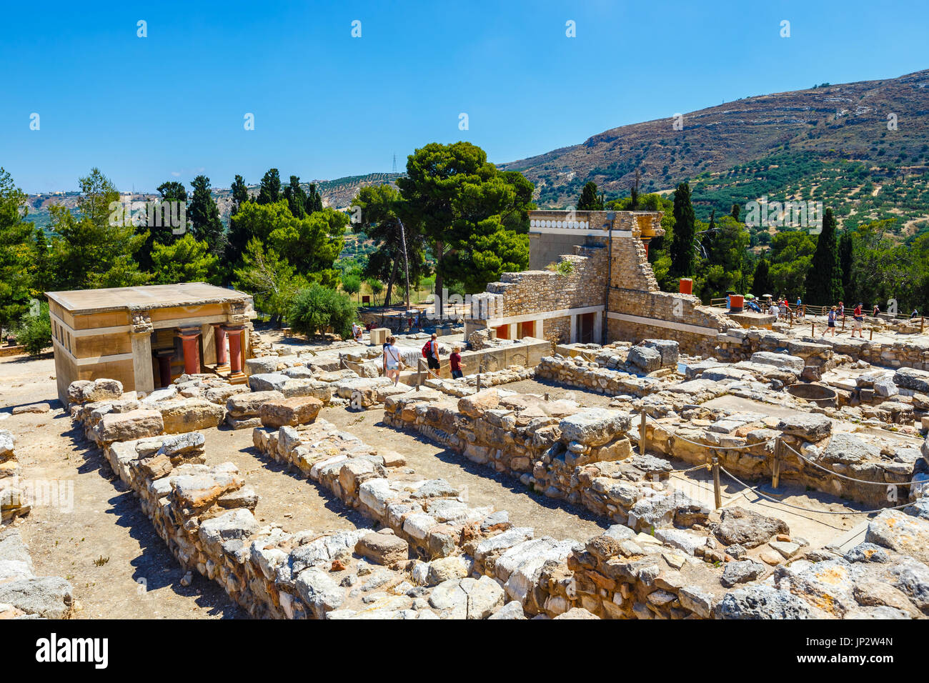 Knossos, Crete, June 10, 2017: Scenic ruins of the Minoan Palace of ...