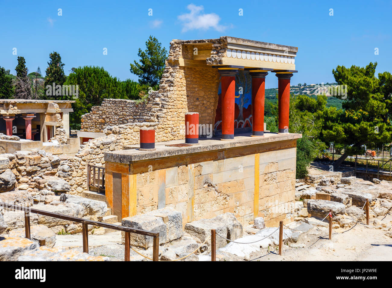 Scenic ruins of the Minoan Palace of Knossos on Crete, Greece Stock ...