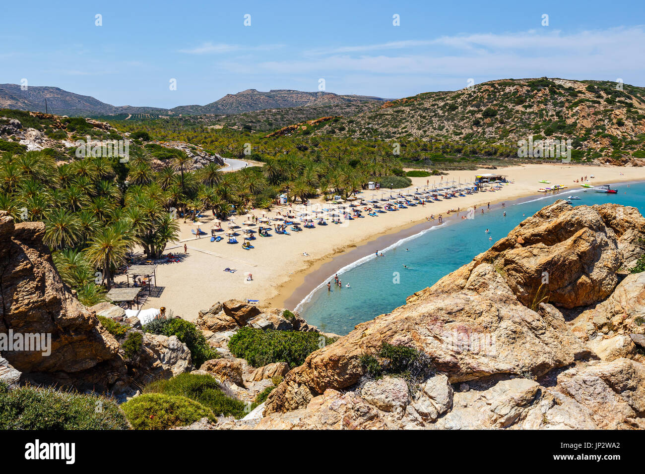 Famous beach at Vai with beautiful palm forest on east Crete, Greece ...